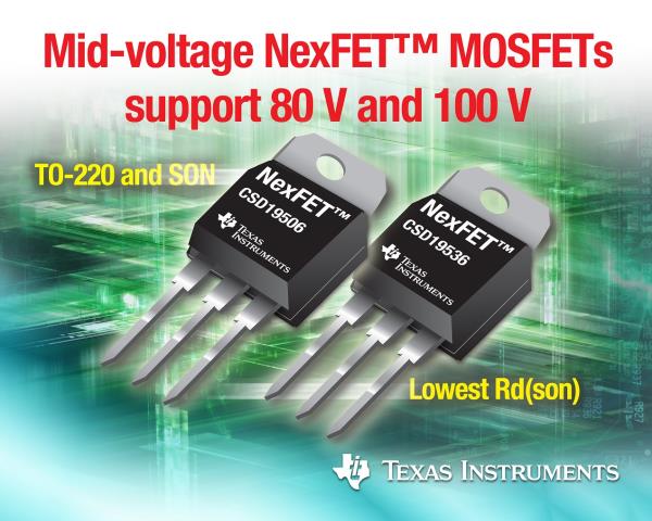 TI, 고전류 모터 제어 및 전원 설계 40V~100V NexFET MOSFET