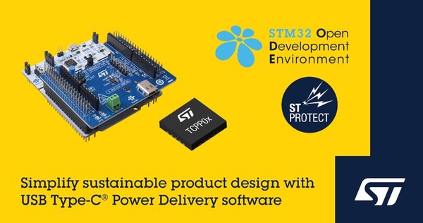 ST, STM32 마이크로컨트롤러용 USB 타입-C PD 소프트웨어로 설계 간소화 실현