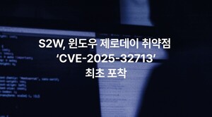 S2W, 윈도 제로데이 취약점 ‘CVE-2025-32713’ 포착